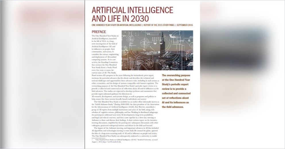 Artificial Intelligence and Life in 2030 Summary | Peter Stone et al.
