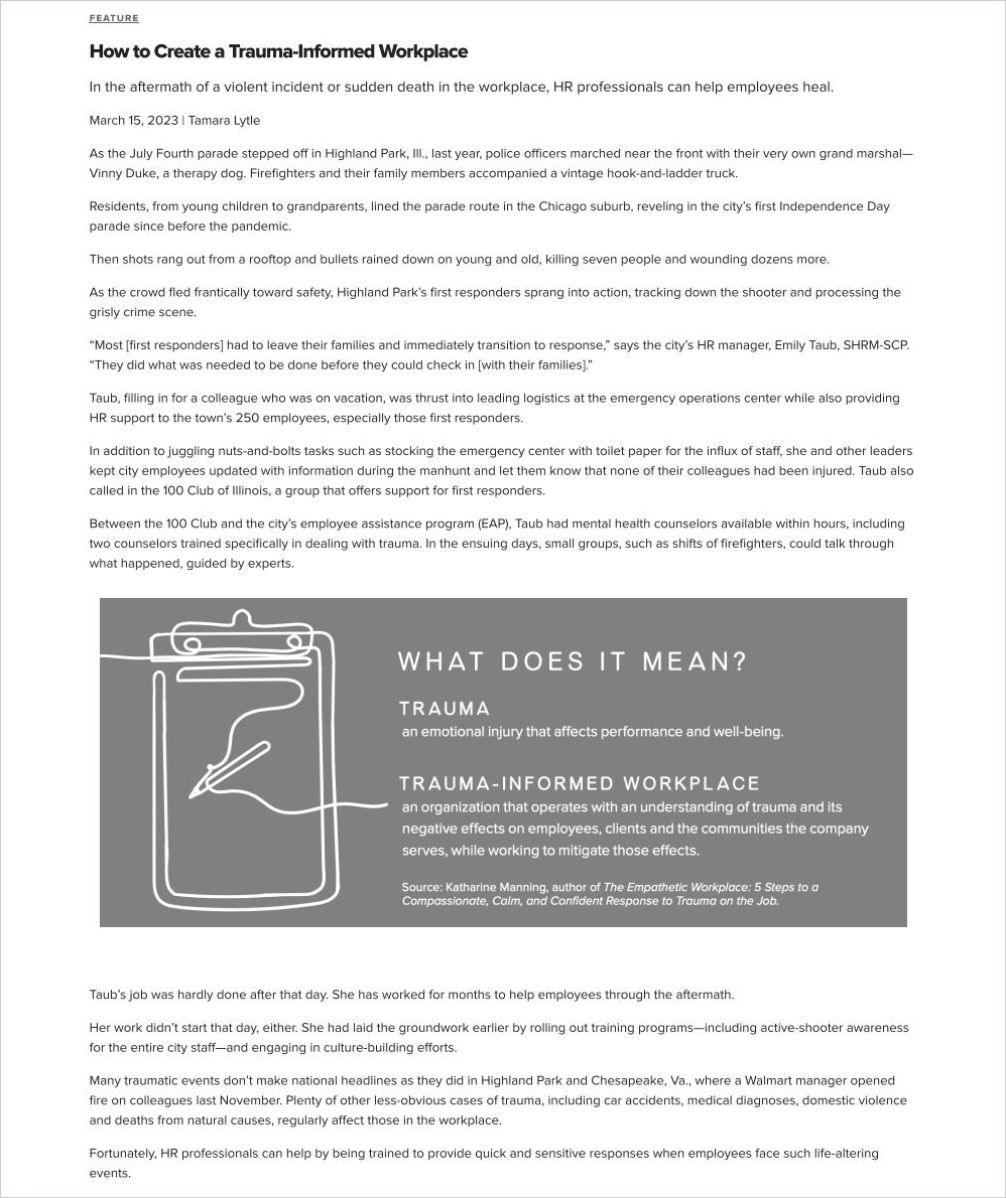 How to Create a Trauma-Informed Workplace Free Summary by Tamara Lytle